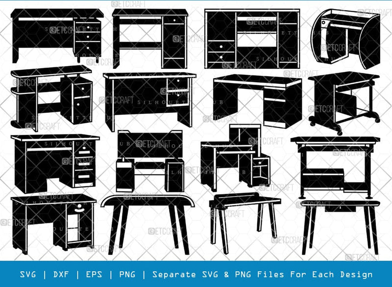 Computer Table SVG, Table Silhouette, Computer Desk Svg, Laptop Table ...