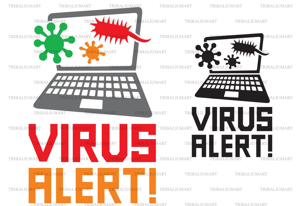 Computer virus alert. Cut files for Cricut. Clip Art silhouette (eps ...
