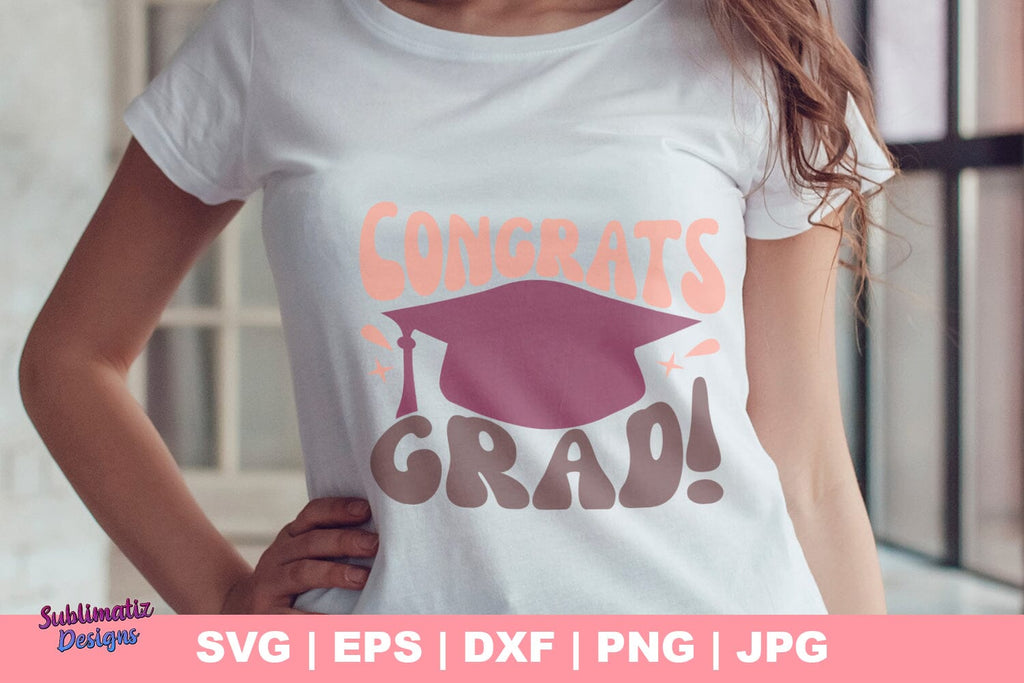Congrats Grad! Graduation Cap SVG, Vector File, Cut File - So Fontsy