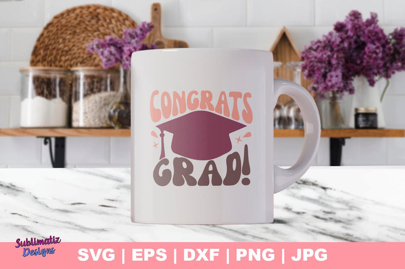 Congrats Grad! Graduation Cap SVG, Vector File, Cut File - So Fontsy