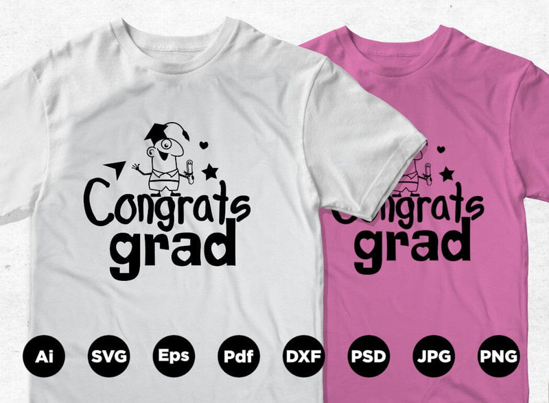 Congrats Grad , Graduation design illustration - So Fontsy