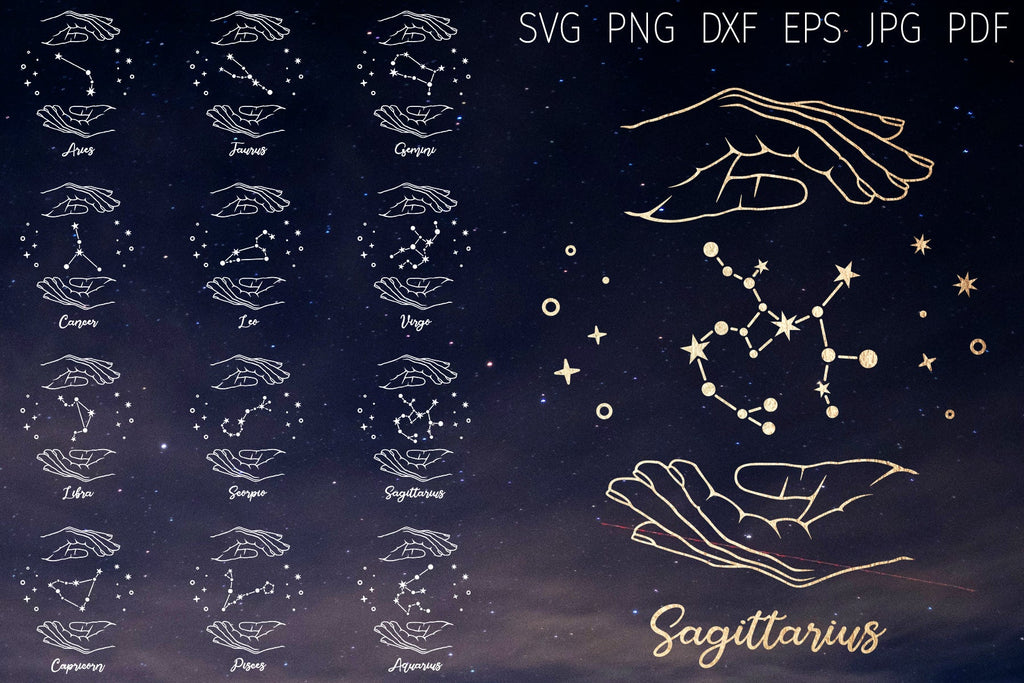 Constellation svg, zodiac signs, zodiac constellations svg - So Fontsy