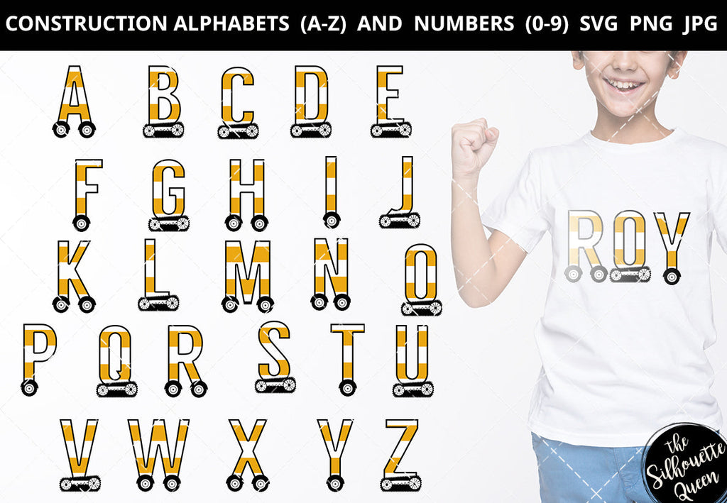 Construction alphabet a-z svg, construction number 0-9 svg, alphabet ...