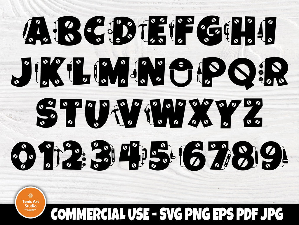 Construction Letters and Numbers, Svg Cut Files - So Fontsy