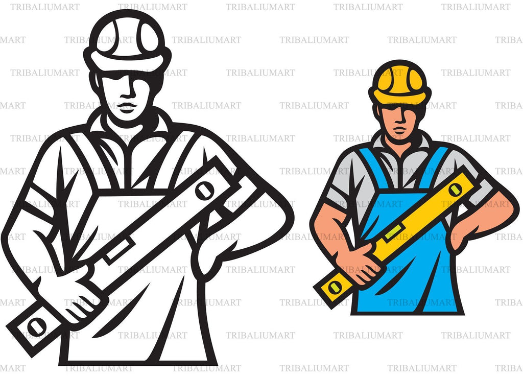 Construction Worker. Cut files for Cricut. Clip Art silhouette (eps ...