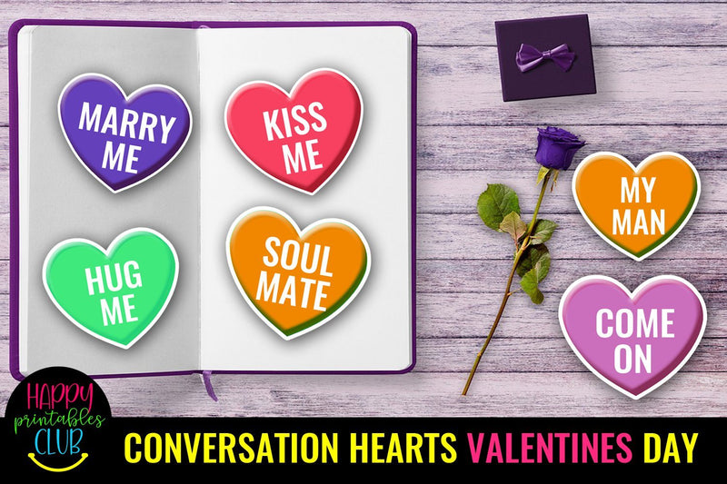Conversation Hearts Valentines Day Stickers- Valentines Day - So Fontsy