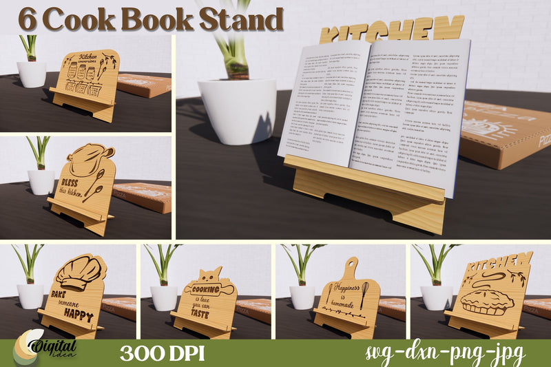 Cook Book Stand Bundle Laser Cut. Kitchen Decor SVG. - So Fontsy