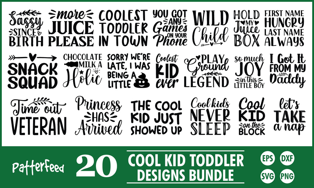 Cool Kid Toddler SVG Designs Bundle - So Fontsy