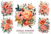 Coral Floral Bouquet Watercolor Clipart Bundle, Sublimation, Coral ...