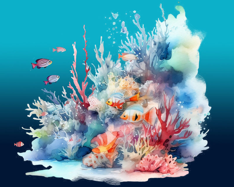 Coral Reef Watercolor, Underwater, Undersea, Ocean PNG - So Fontsy
