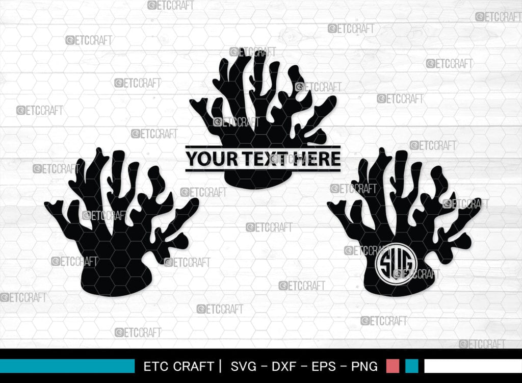 Corals Monogram, Corals Silhouette, Corals SVG, Seaweed Svg, Corals ...