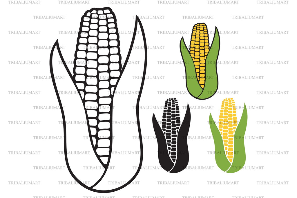 Corn. Cut files for Cricut. Clip Art silhouettes (eps, svg, pdf, png ...