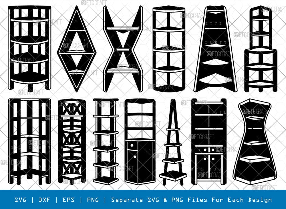 Corner Rack Silhouette, Corner rack SVG, Wall Shelf Svg, Standing Shelf ...