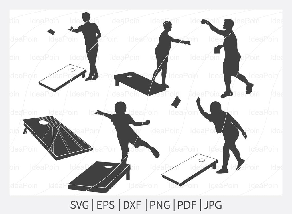 Cornhole Boards svg, Cornhole Silhouette, Cornhole Playing svg ...