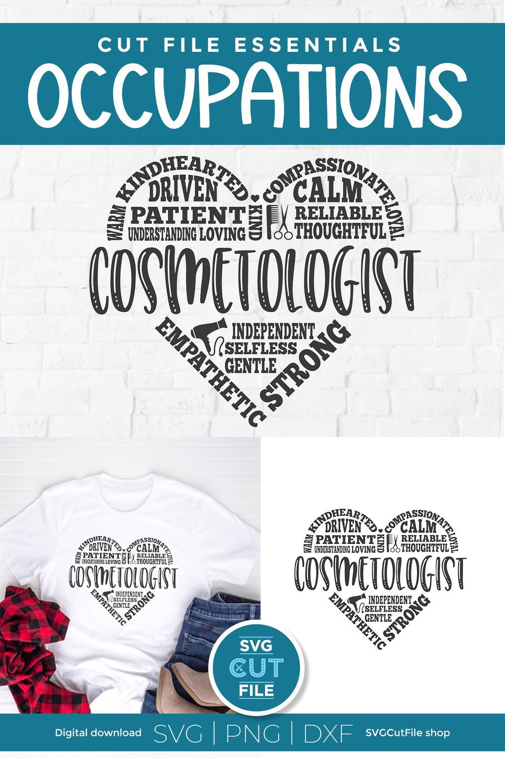 Cosmetologist svg, a cosmetology heart design for crafters - So Fontsy