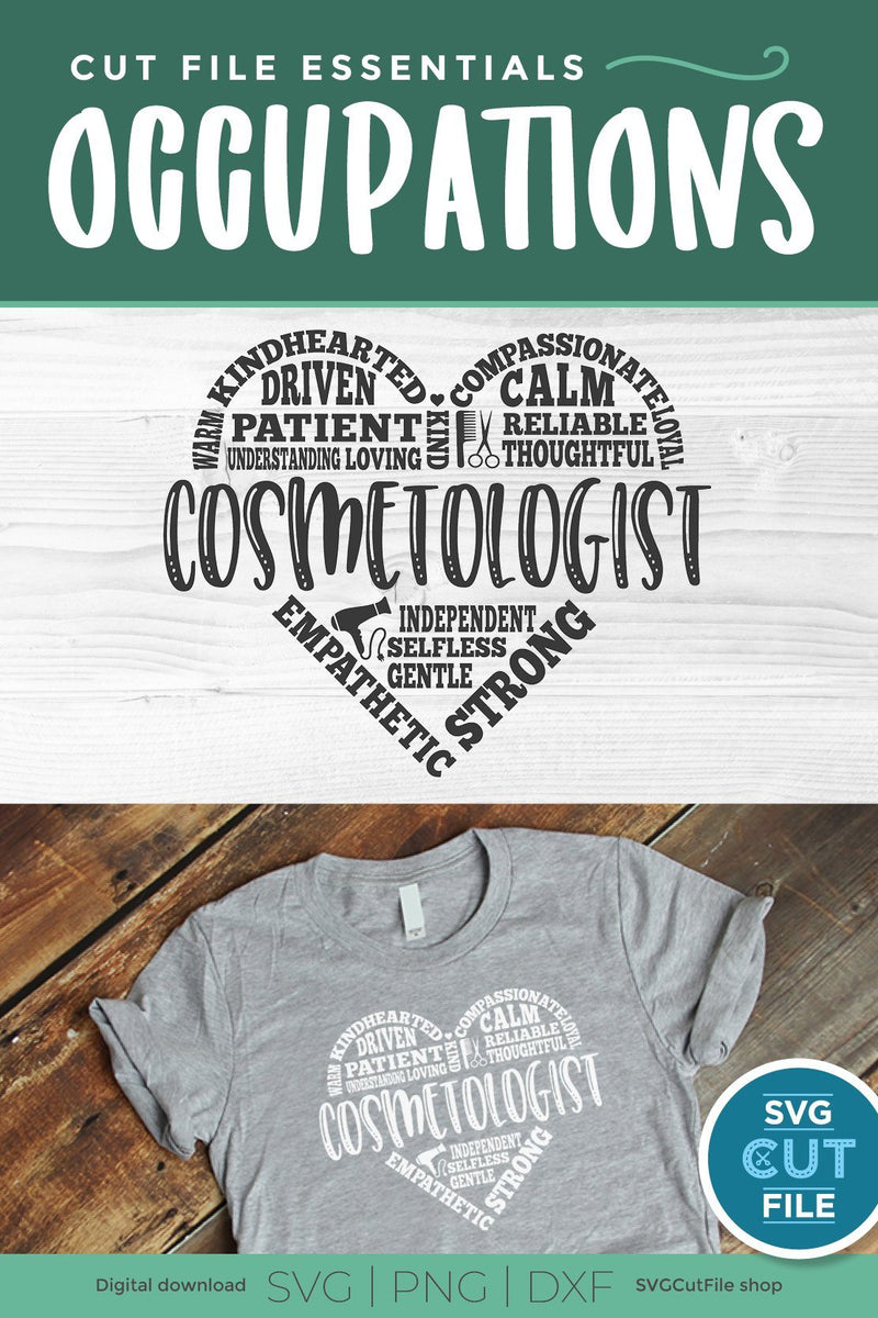 Cosmetologist svg, a cosmetology heart design for crafters - So Fontsy