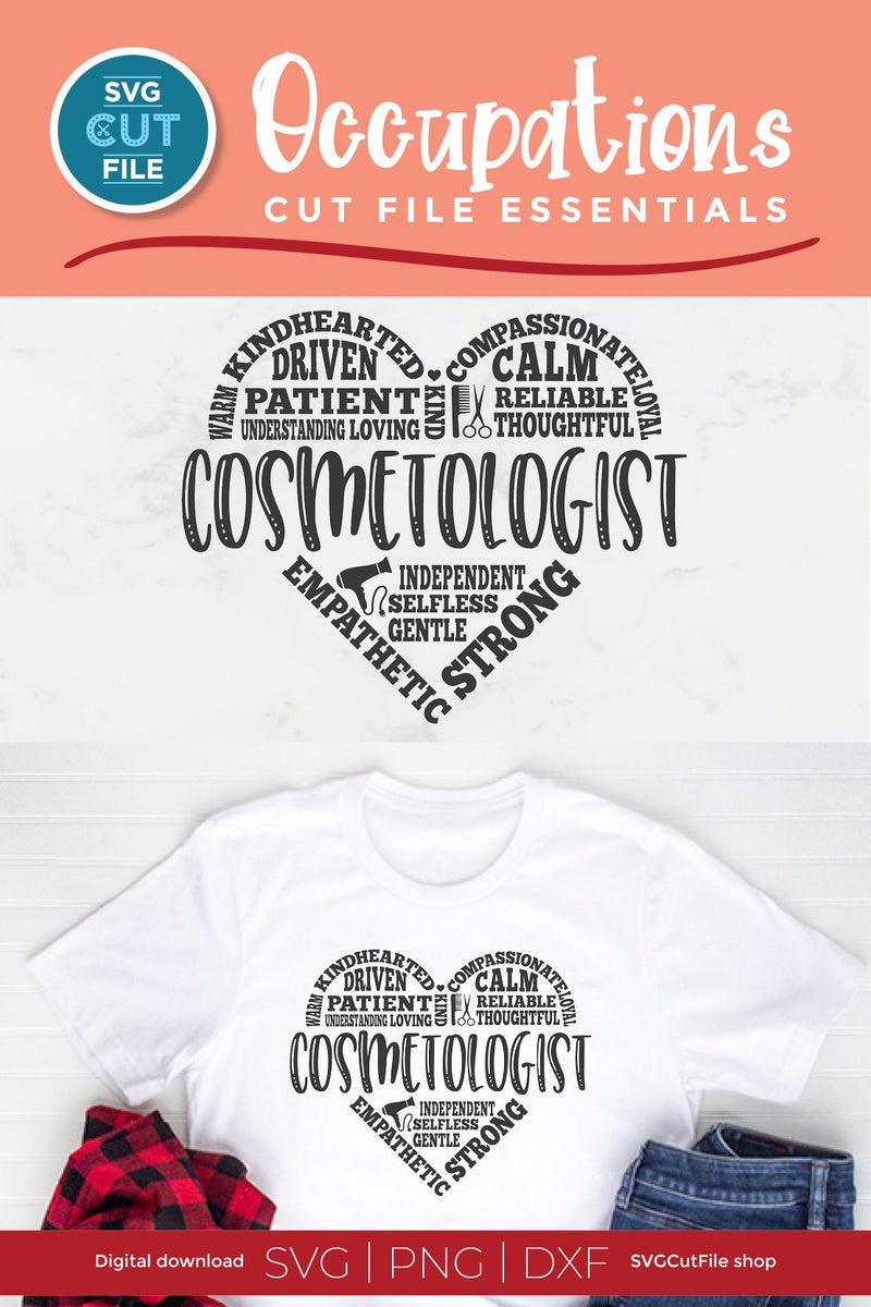 Cosmetologist svg, a cosmetology heart design for crafters - So Fontsy
