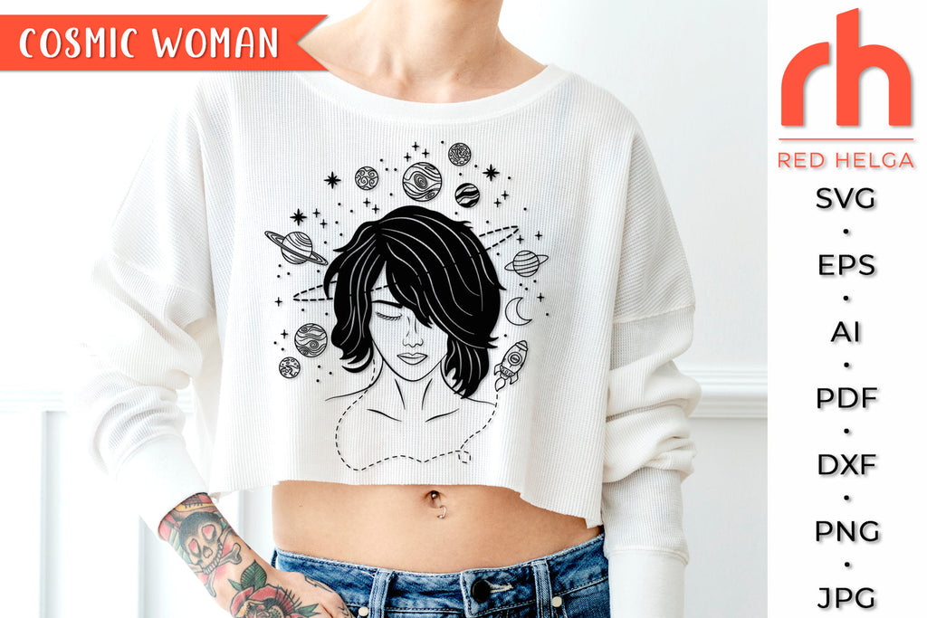 Cosmic Woman SVG - Head in Space Cut File - So Fontsy