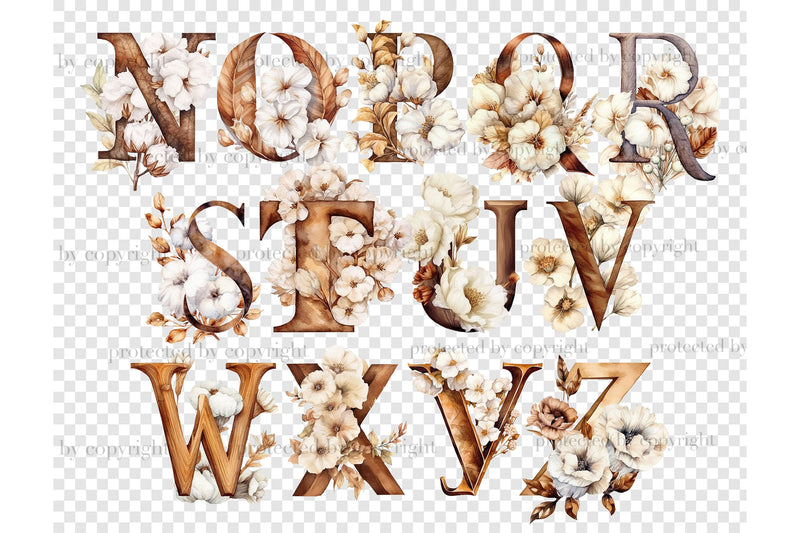 Cotton Alphabet | Cozy Winter Clipart - So Fontsy