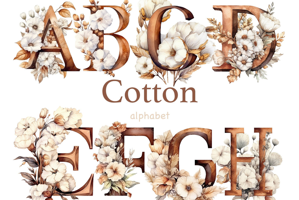 Cotton Alphabet | Cozy Winter Clipart - So Fontsy