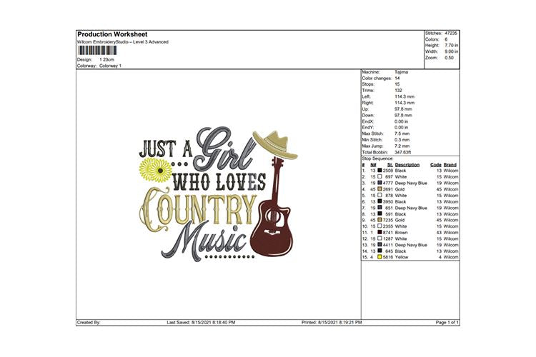 Country Music, Country Embroidery, Country Design - So Fontsy