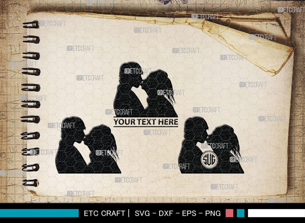 Couple Kissing Monogram, Couple Kissing Silhouette, Couple Kissing SVG ...