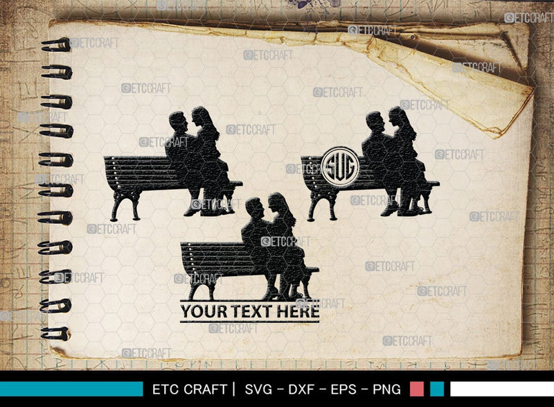 Couple On A Bench Silhouette, Couple On A Bench SVG, Bench Svg, Couple ...