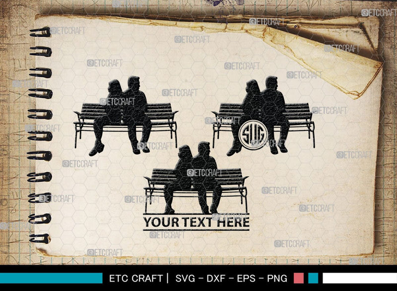 Couple On A Bench Silhouette, Couple On A Bench SVG, Bench Svg, Couple ...