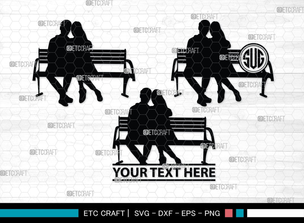 Couple On A Bench Silhouette, Couple On A Bench SVG, Bench Svg, Couple ...