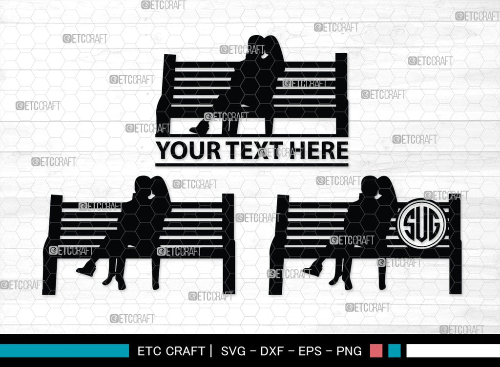 Couple On A Bench Silhouette, Couple On A Bench SVG, Bench Svg, Couple ...