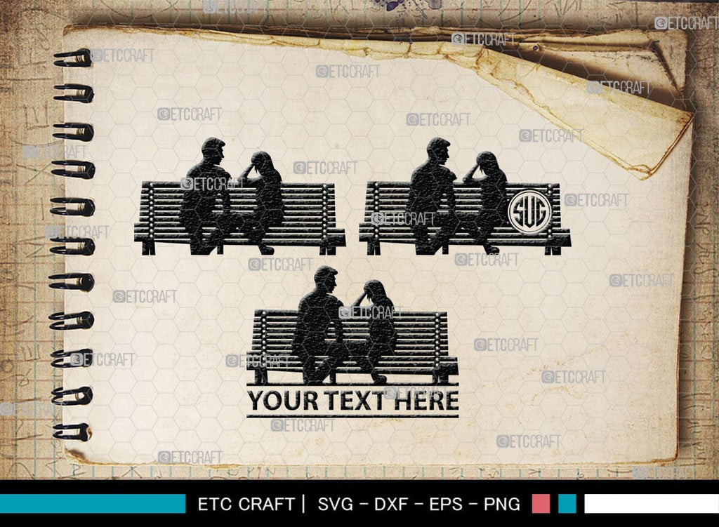 Couple On A Bench Silhouette, Couple On A Bench SVG, Bench Svg, Couple ...