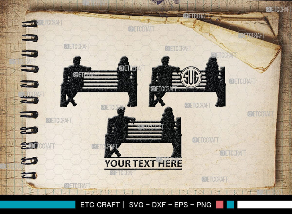 Couple On A Bench Silhouette, Couple On A Bench SVG, Bench Svg, Couple ...