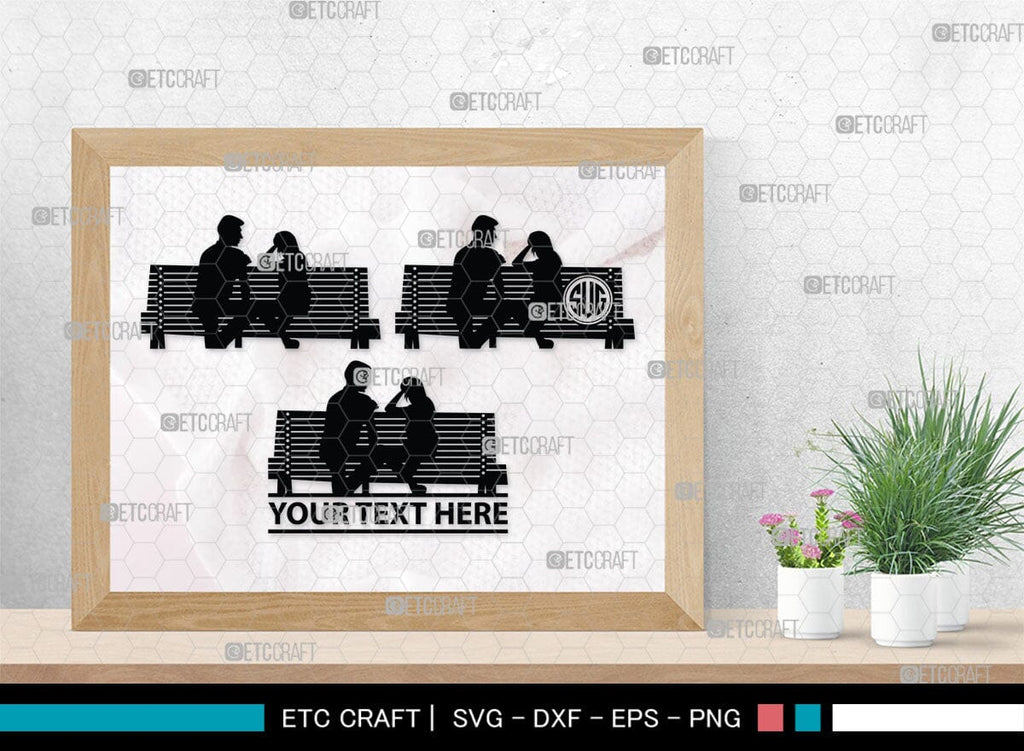 Couple On A Bench Silhouette, Couple On A Bench SVG, Bench Svg, Couple ...