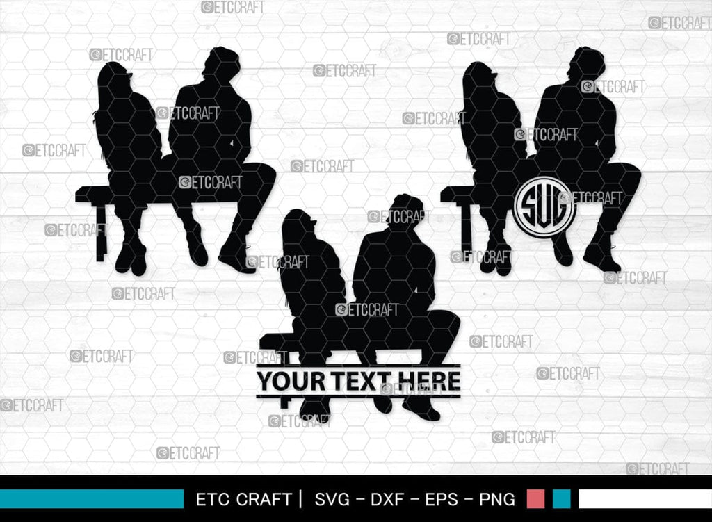 Couple On A Bench Silhouette, Couple On A Bench SVG, Bench Svg, Couple ...