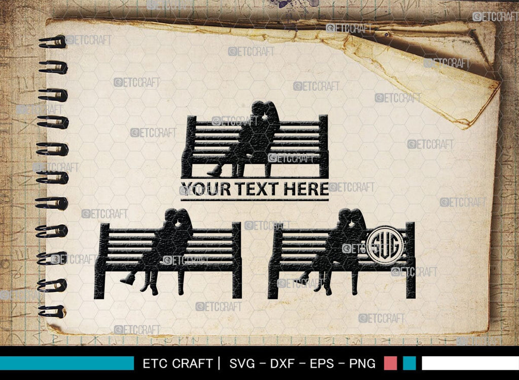 Couple On A Bench Silhouette, Couple On A Bench SVG, Bench Svg, Couple ...