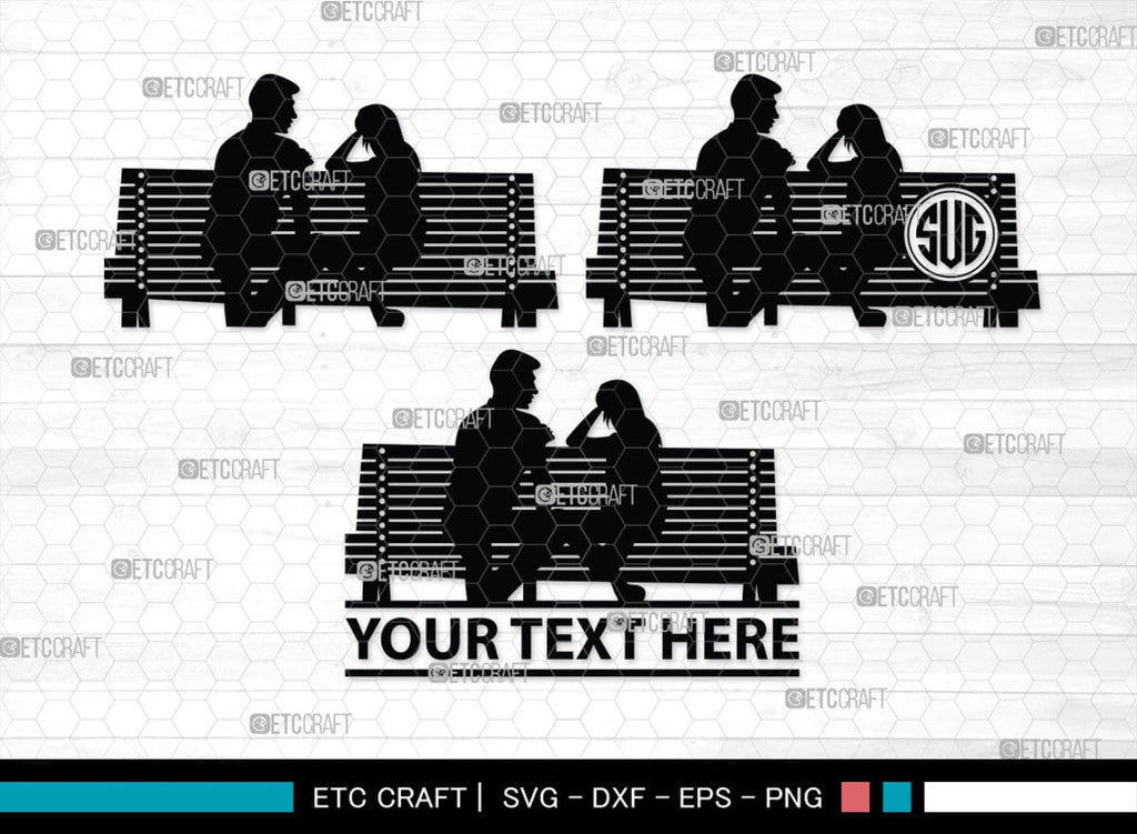 Couple On A Bench Silhouette, Couple On A Bench SVG, Bench Svg, Couple ...