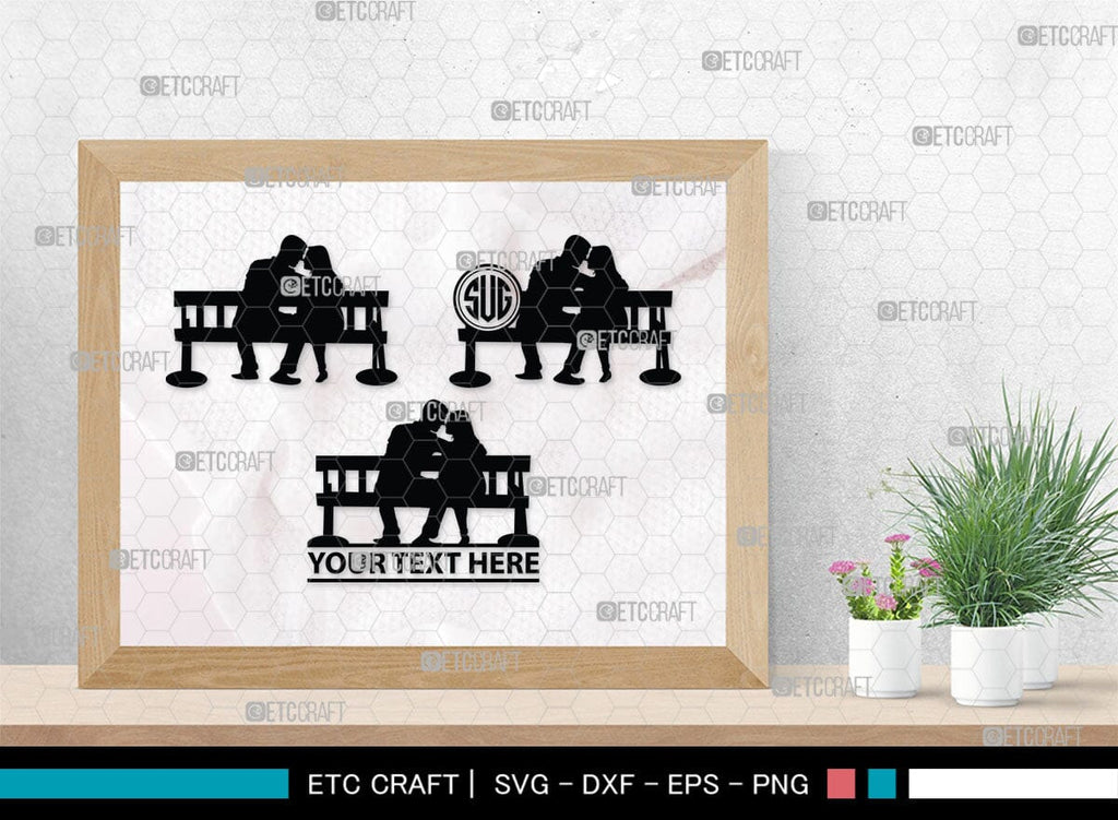 Couple On A Bench Silhouette, Couple On A Bench SVG, Bench Svg, Couple ...