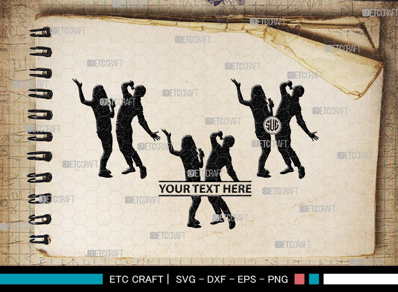 Couple Singing Monogram, Couple Singing Silhouette, Couple Singing SVG ...