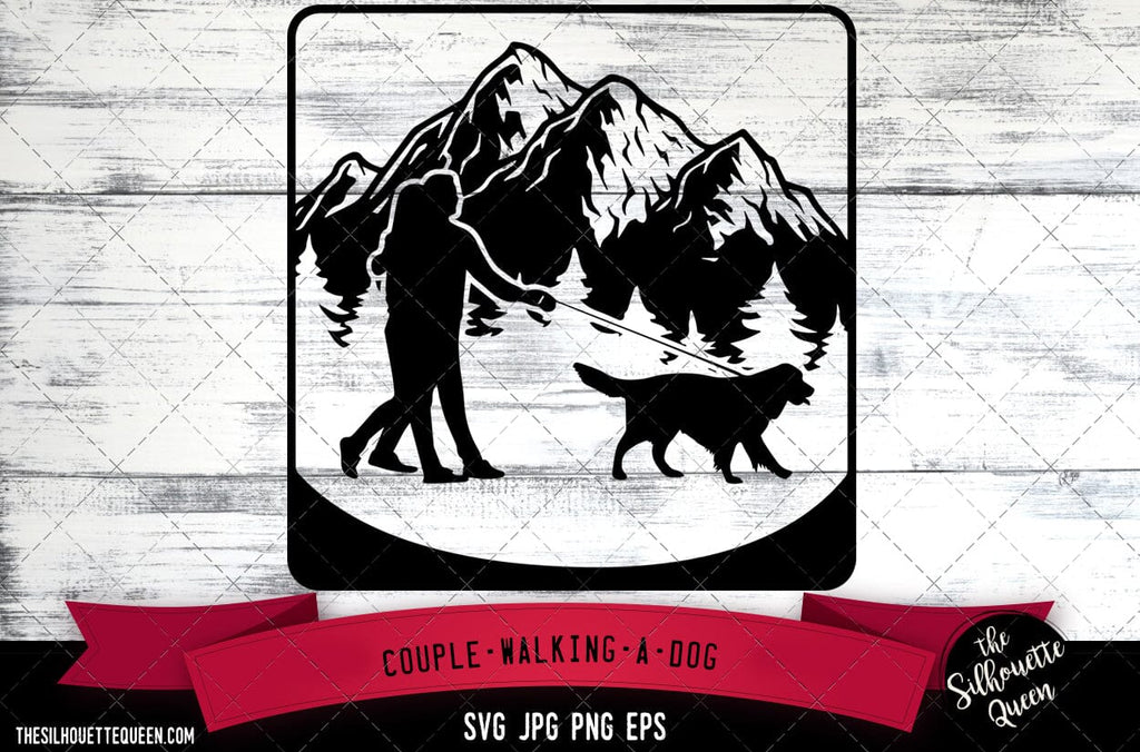 Couple walking dog SVG -Vector Art Commercial & Personal Use- Cricut,S ...