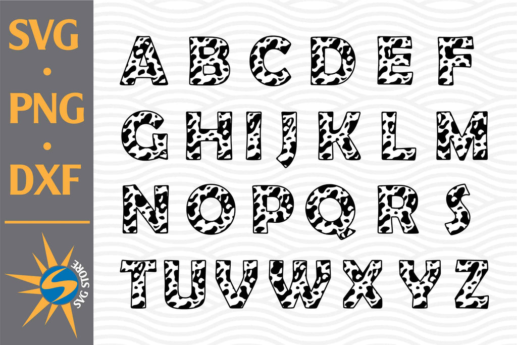 Cow Alphabet SVG, PNG, DXF Digital Files Include - So Fontsy