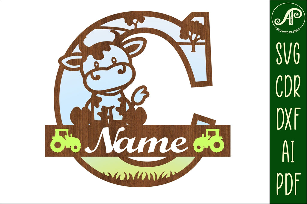 Cow capital monogram letter C SVG cut file - So Fontsy