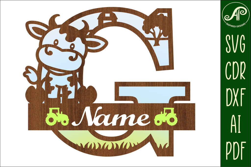 Cow capital monogram letter G SVG cut file - So Fontsy