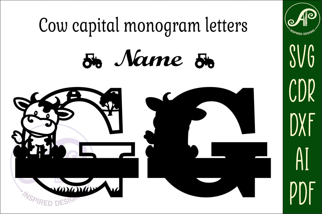 Cow capital monogram letter G SVG cut file - So Fontsy