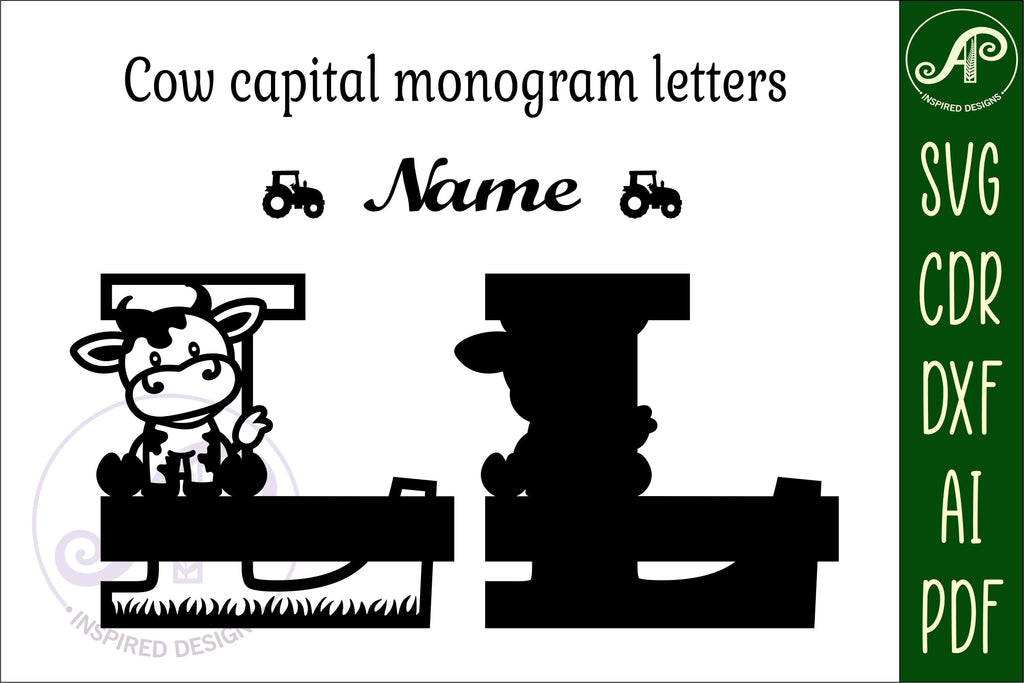 Cow capital monogram letter L SVG cut file - So Fontsy