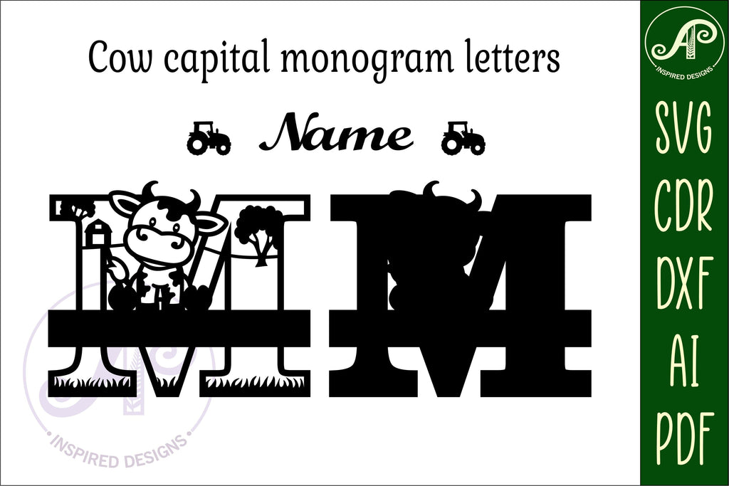 Cow capital monogram letter M SVG cut file - So Fontsy