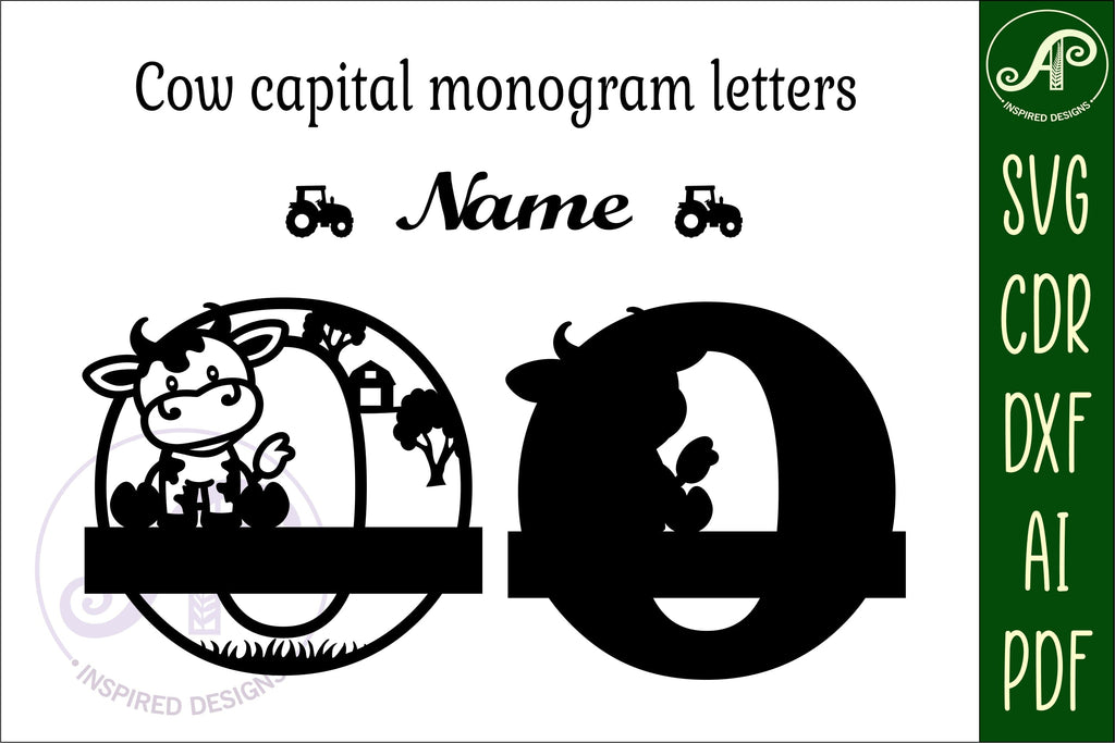 Cow capital monogram letter O SVG cut file - So Fontsy