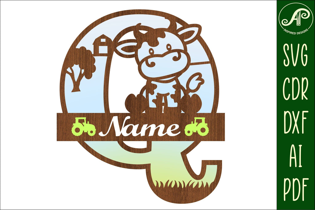 Cow capital monogram letter Q SVG cut file - So Fontsy