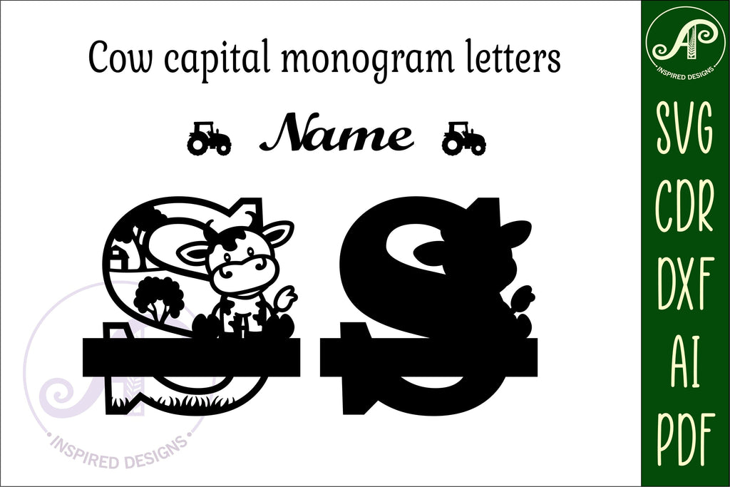 Cow capital monogram letter S SVG cut file - So Fontsy
