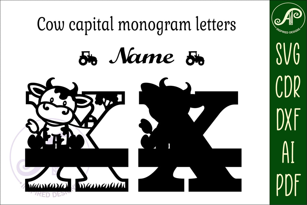 Cow capital monogram letter X SVG cut file - So Fontsy
