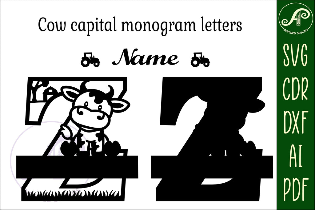 Cow capital monogram letter Z SVG cut file - So Fontsy